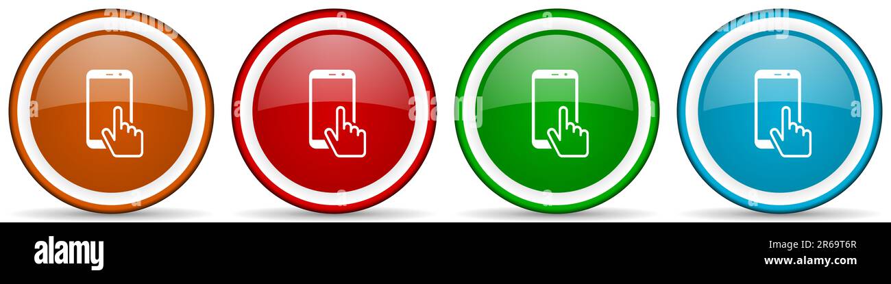 Smartphone, mobile phone glossy icons, set of modern design buttons for ...