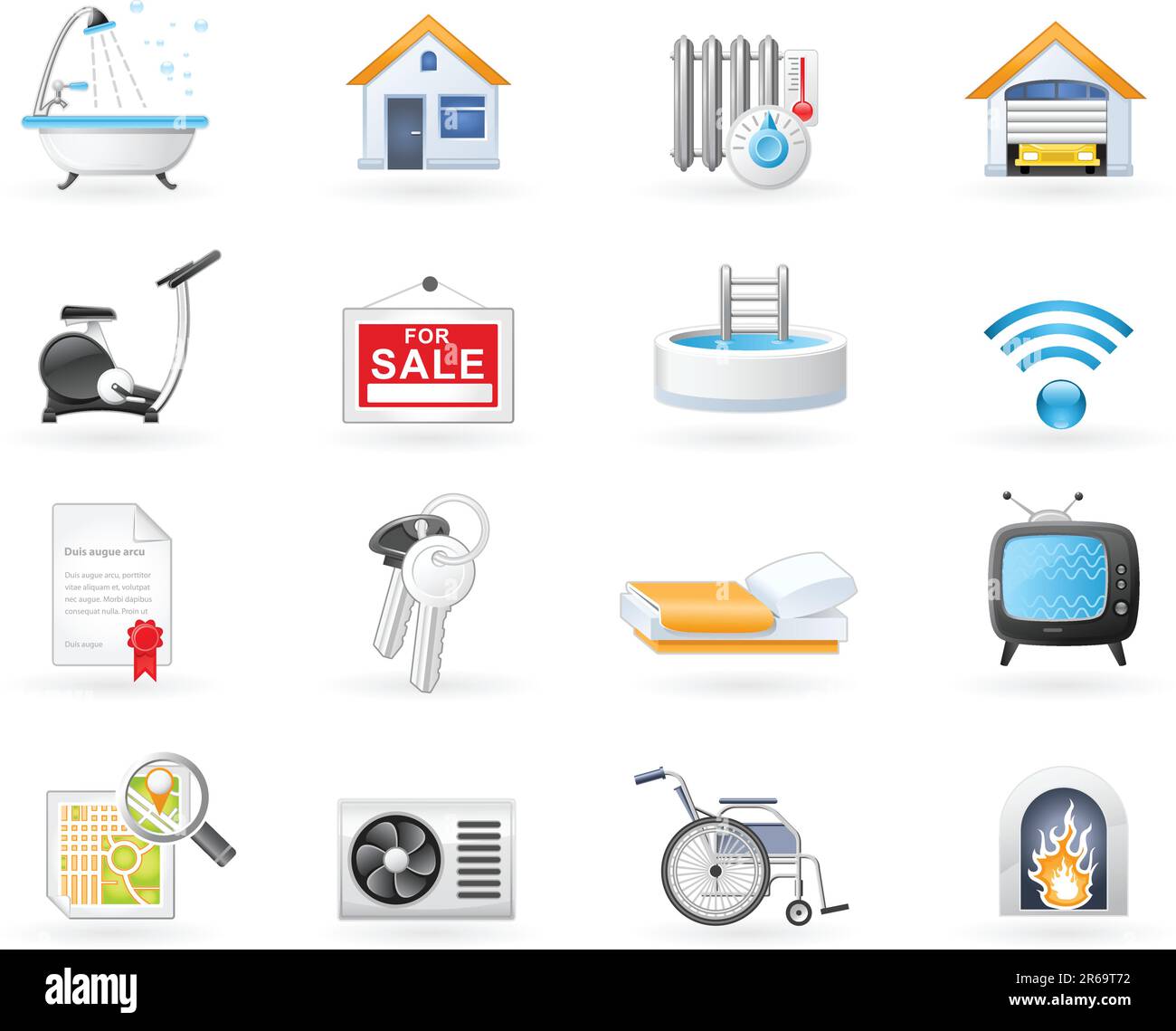 Real Estate and Accommodation amenities icon set Stock Vector Image ...