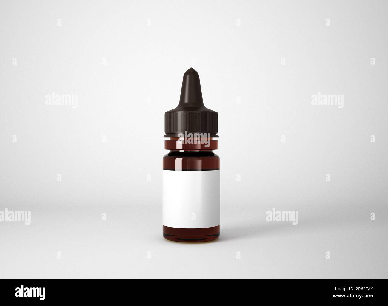 Amber glass dropper bottle mockup on gray background, 3d rendering ...