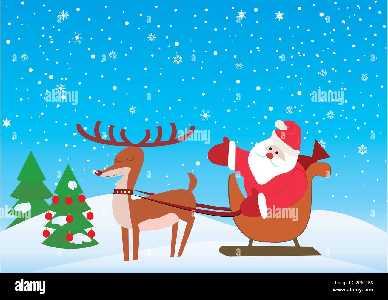 vector holiday background with santa and rudolf Stock Vector Image ...