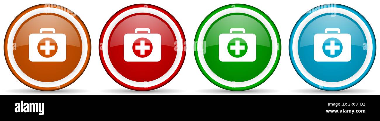 First aid glossy icons, set of modern design buttons for web, internet ...