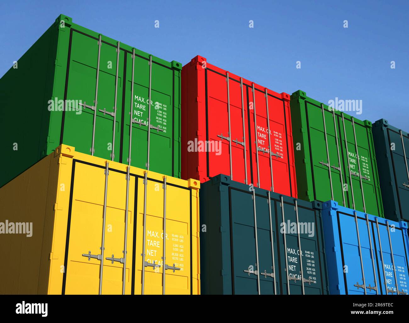 3d rendering of stacked color cargo containers Stock Photo - Alamy