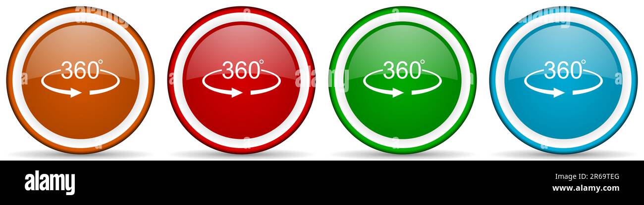 Panorama 360 glossy icons, set of modern design buttons for web ...