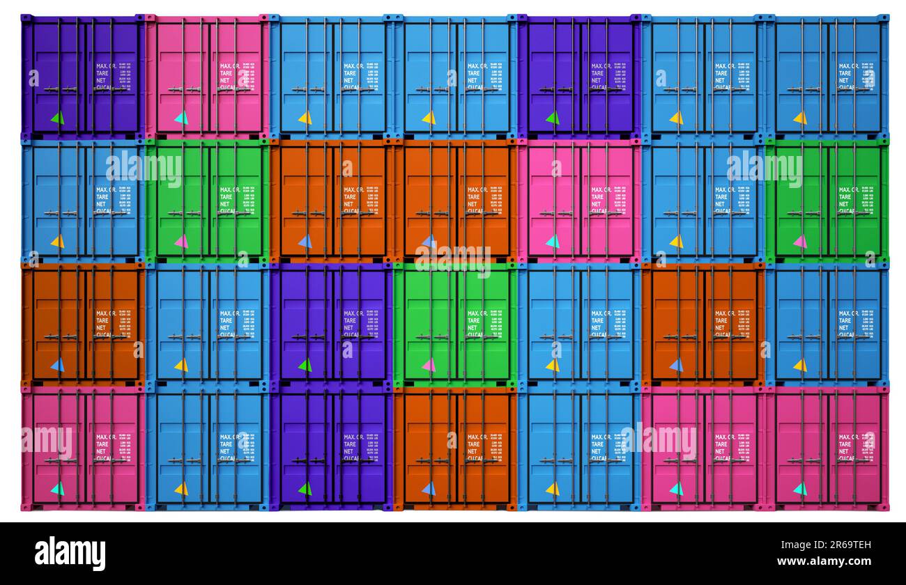3d rendering of stacked color cargo containers Stock Photo - Alamy