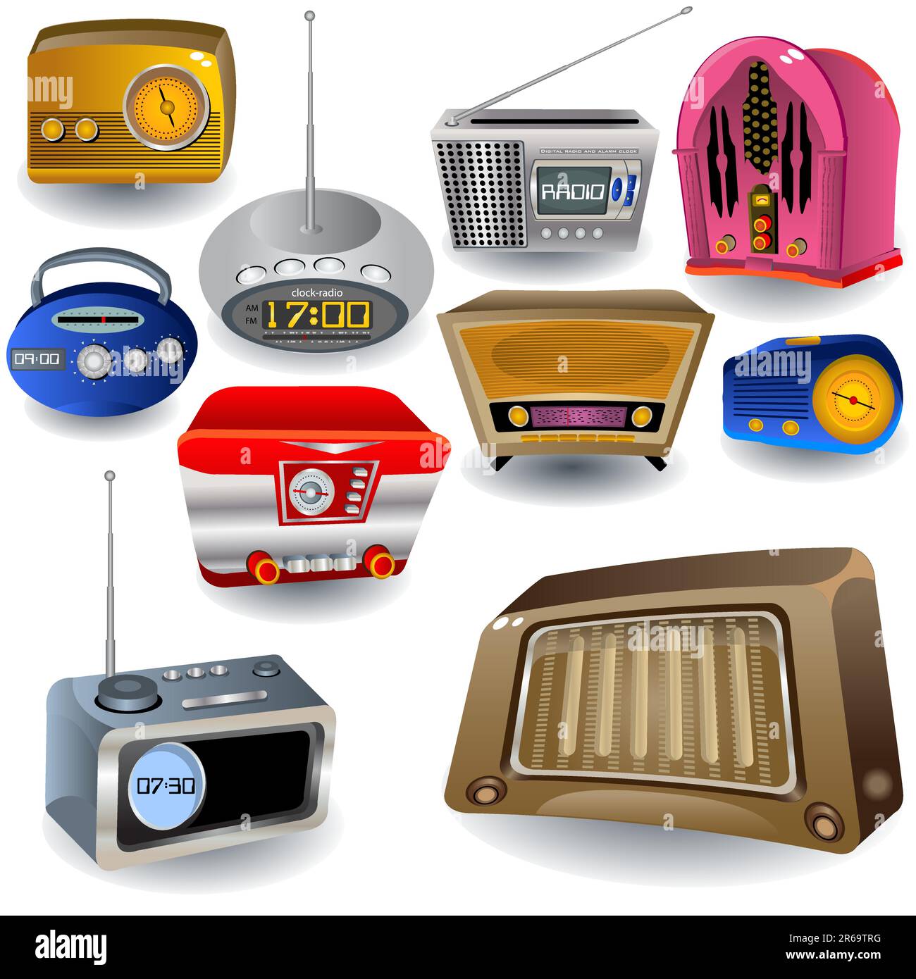 Vector illustration of ten different high detailed radio icons Stock ...