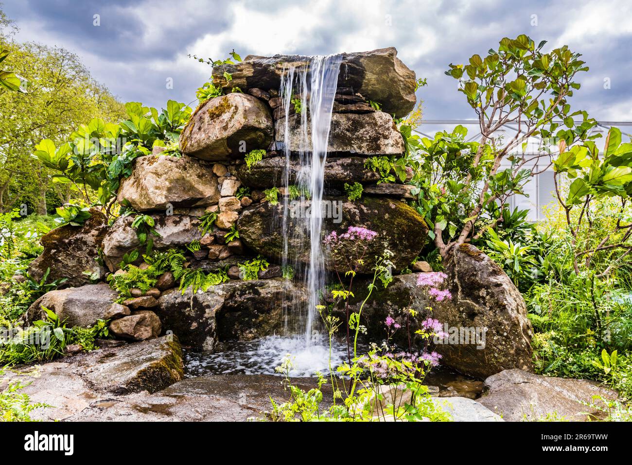 The waterfall at The Fauna & Flora Garden designed by Jilayne Rickards ...
