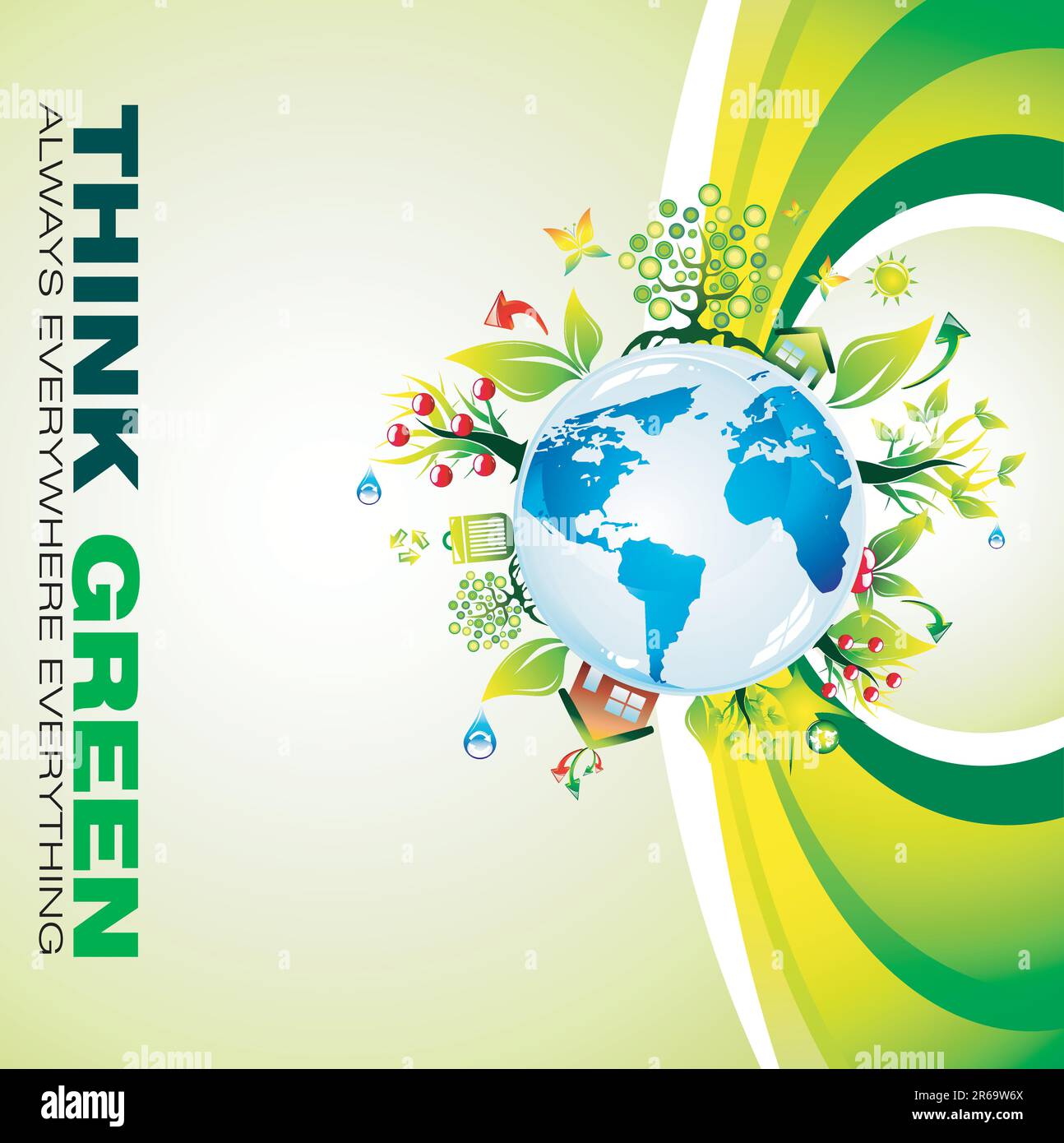 Think green to save the planet background Stock Vector Image & Art - Alamy