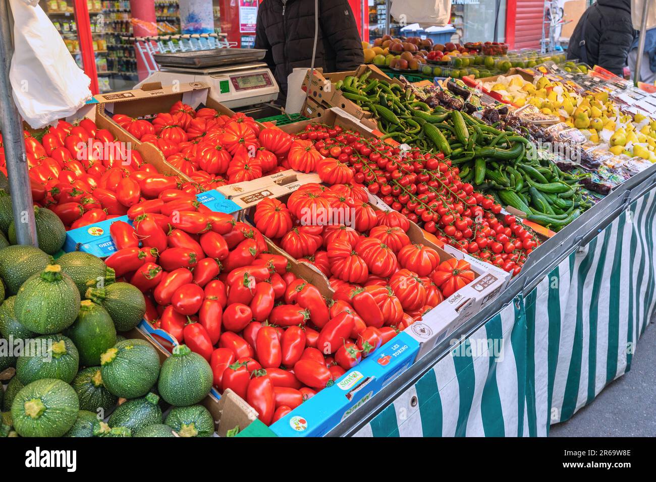 Paris, France - May 4, 2017: fresh vegetable retail shop at Aligre ...