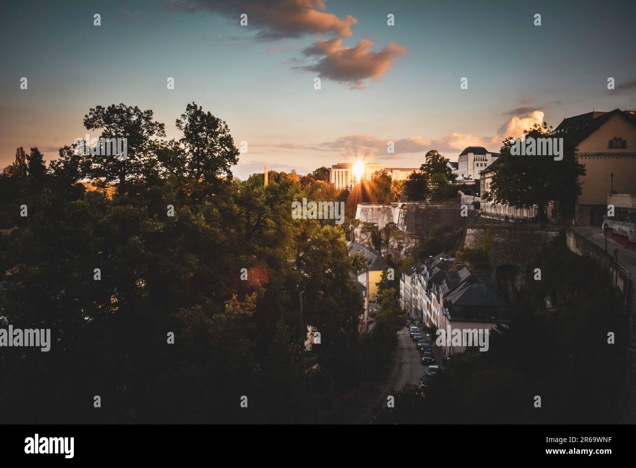 Sunset at the Grund - Luxembourg Stock Photo - Alamy