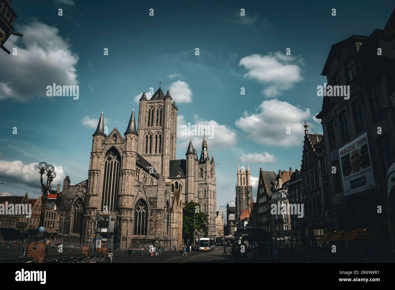 The Medieval City of Ghent with Saint Nicholas Church and St. Bavo's ...