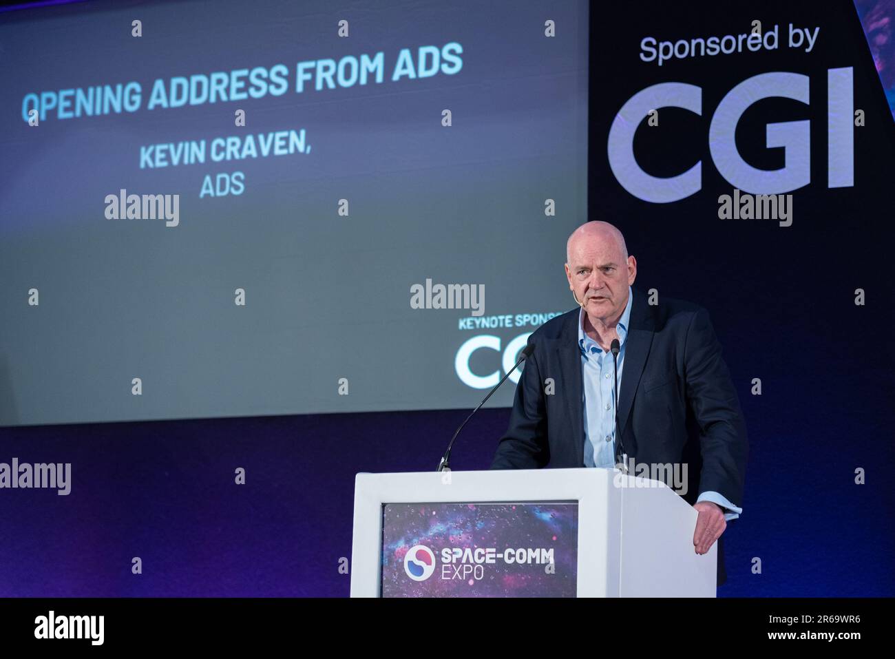 Kevin Craven (CEO of ADS) speaking at Space-Comm Expo 2023 space ...