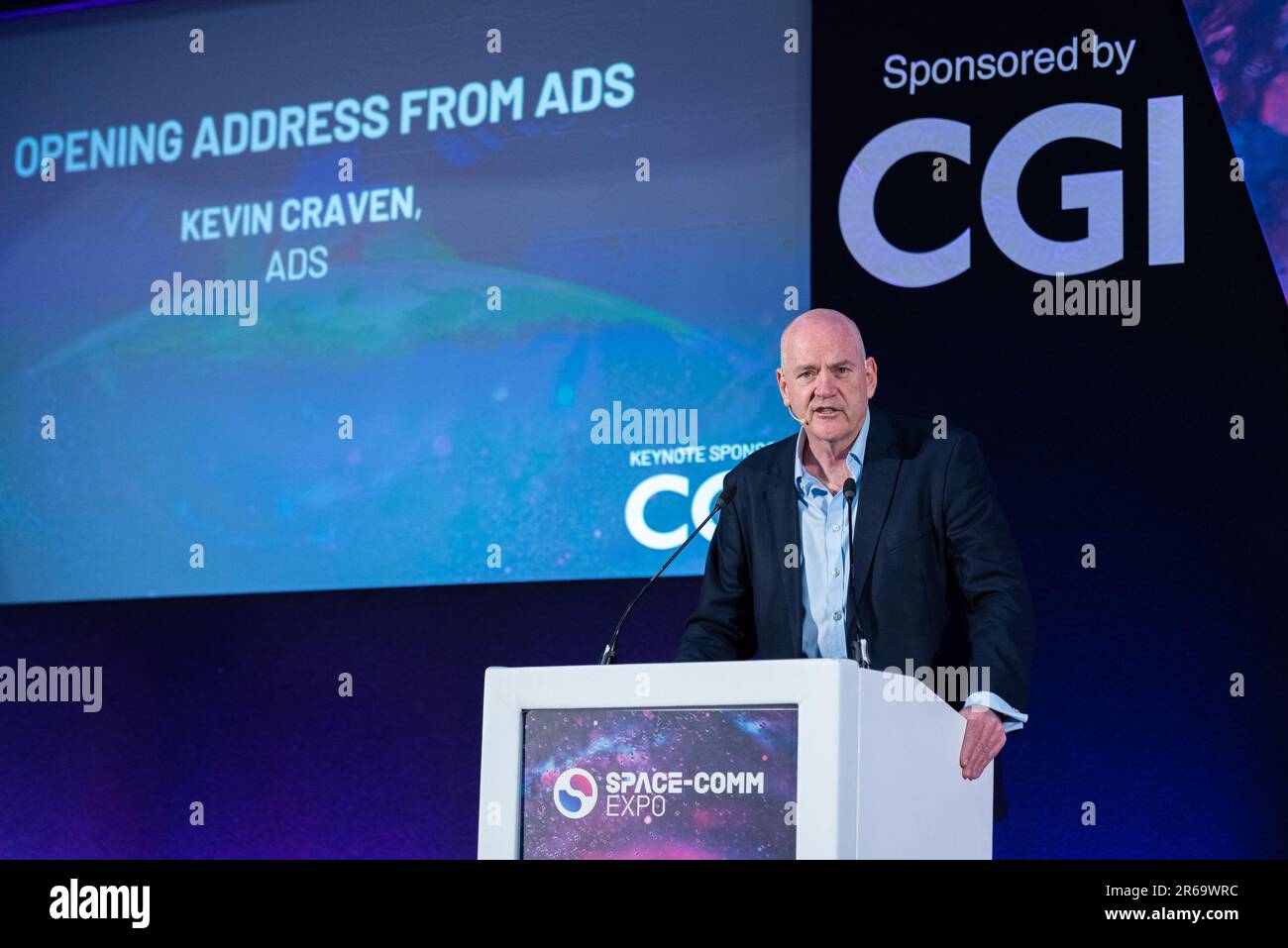 Kevin Craven (CEO of ADS) speaking at Space-Comm Expo 2023 space ...