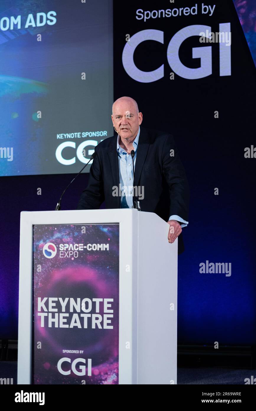 Kevin Craven (CEO of ADS) speaking at Space-Comm Expo 2023 space ...