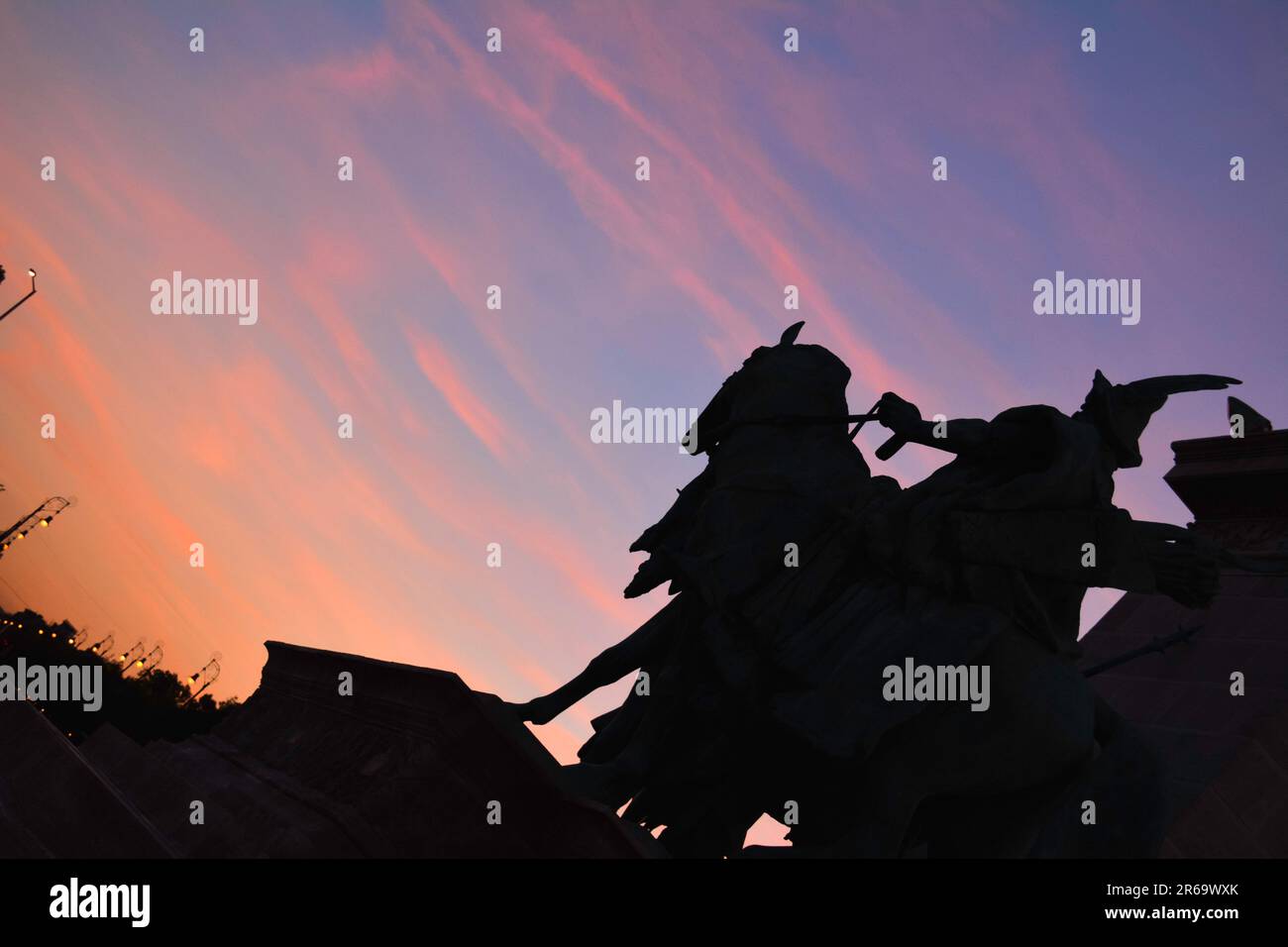 Statue of a Chieftain of the Magyars at Sunset - Heroes Square ...