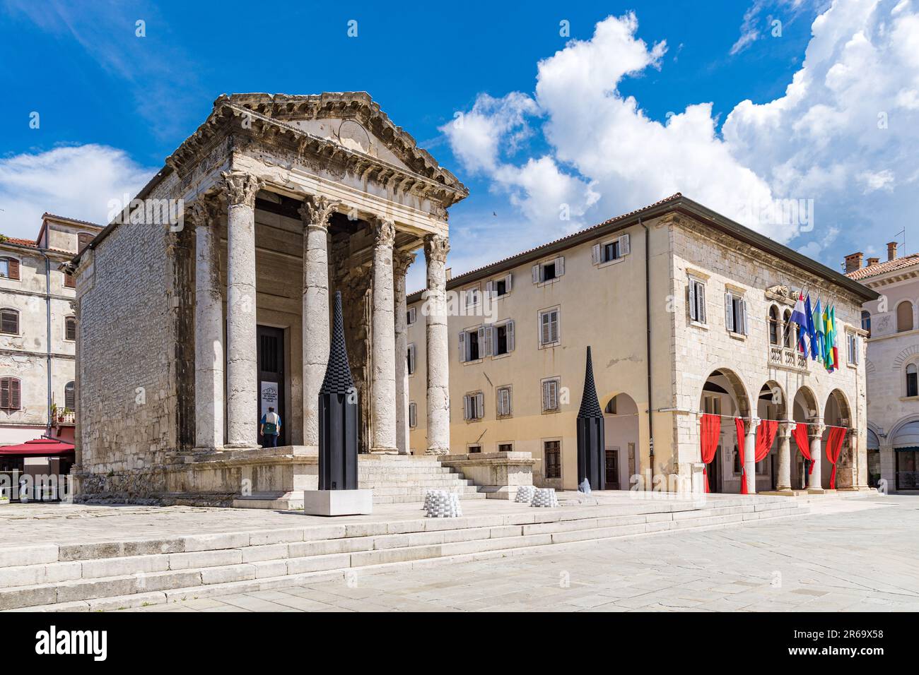 The iconic Temple of Augustus in the city of Pula, Croatia Stock Photo ...