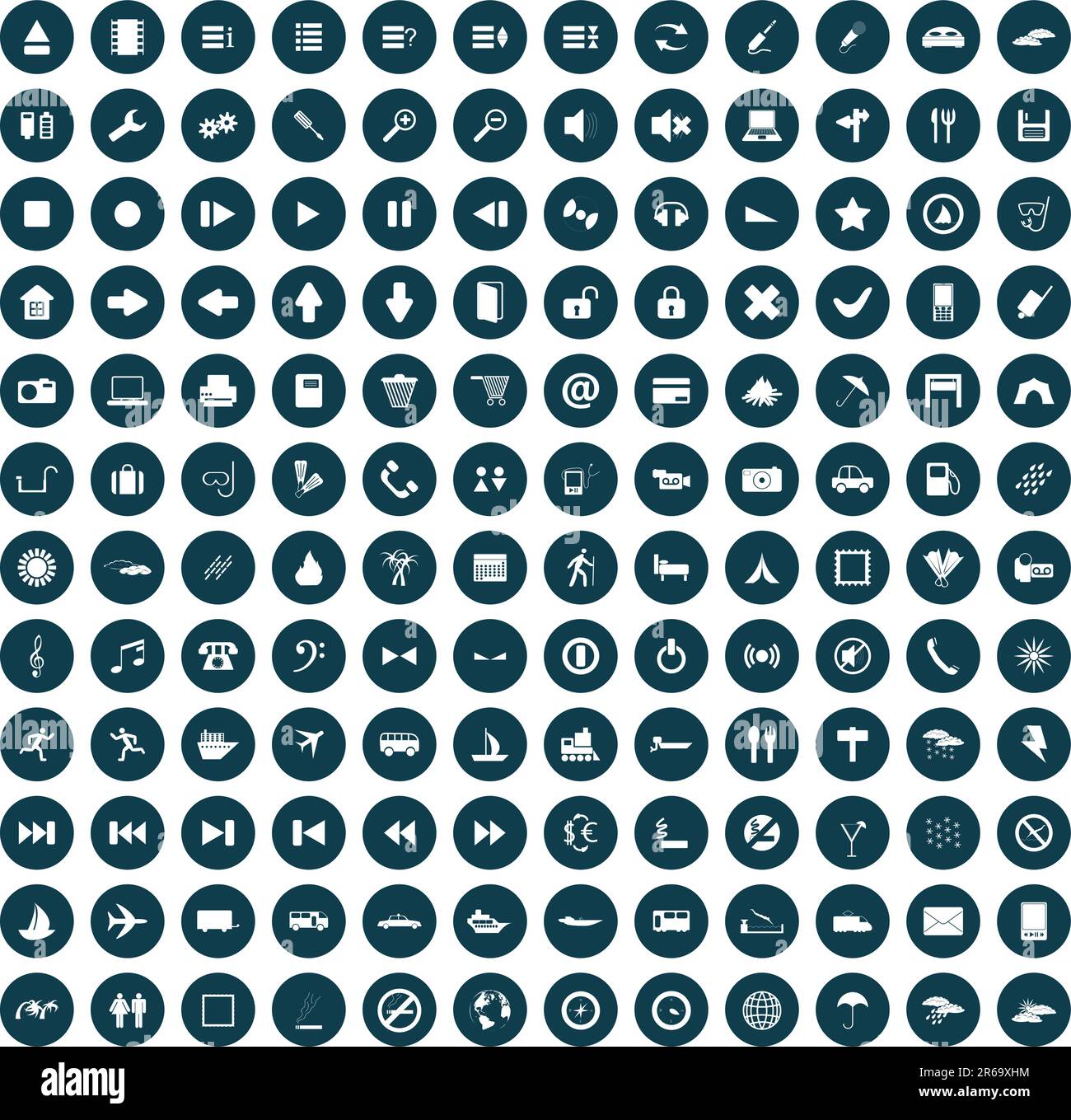 Biggest collection of different icons for using in web design Stock ...