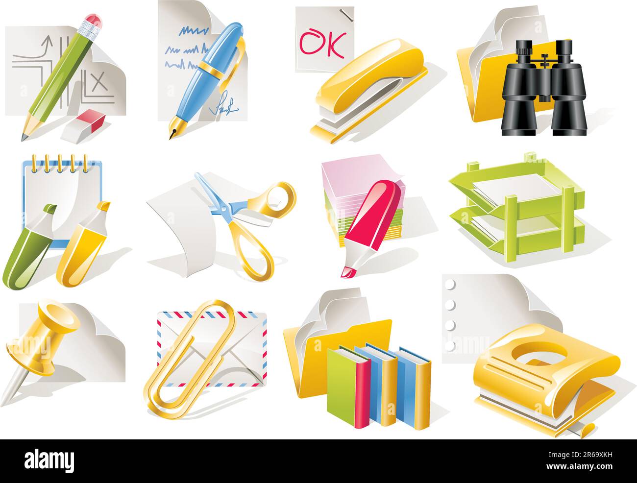 Colorful set of office objects and symbols Stock Vector Image & Art - Alamy
