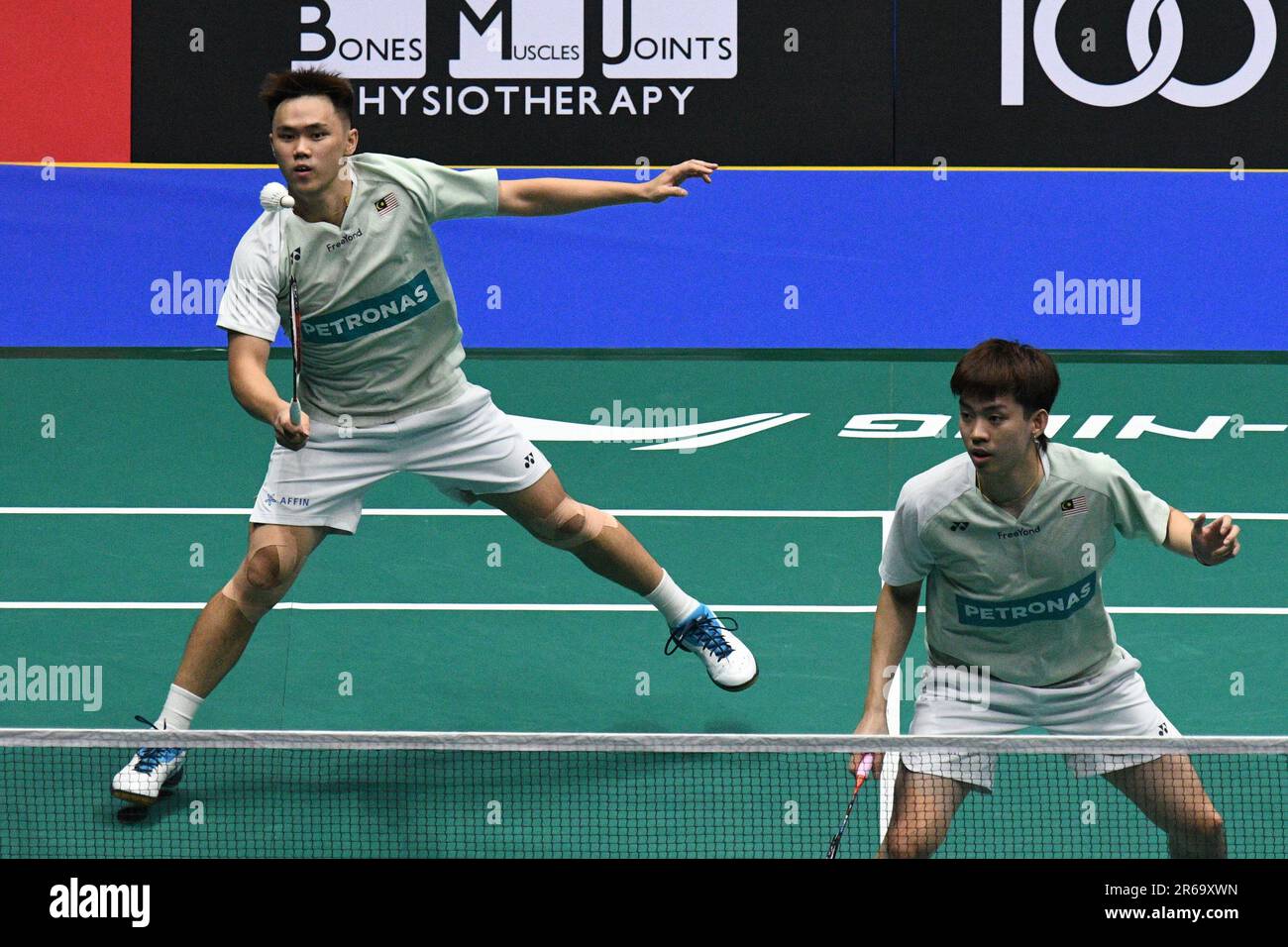 Singapore. 8th June, 2023. Man Wei Chong(R)/Tee Kai Wun compete during the men's doubles second ...