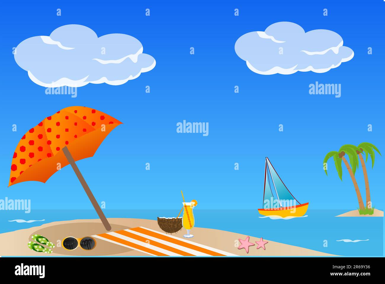illustration of colorful sea beach Stock Vector Image & Art - Alamy