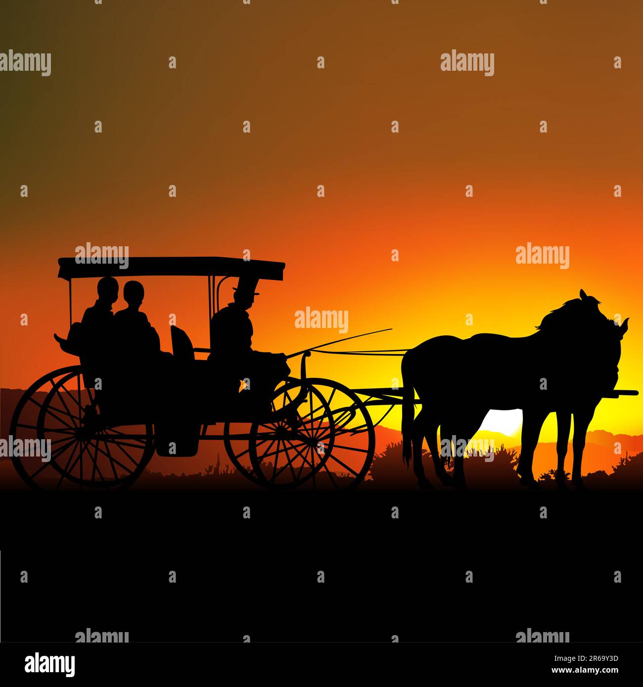 Carriage Silhouette A - High detailed and coloured vector illustration ...