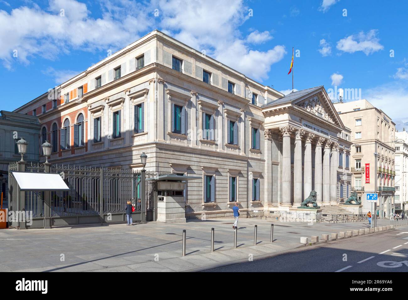 Madrid, Spain - June 06 2018: The Palacio de las Cortes is a building ...