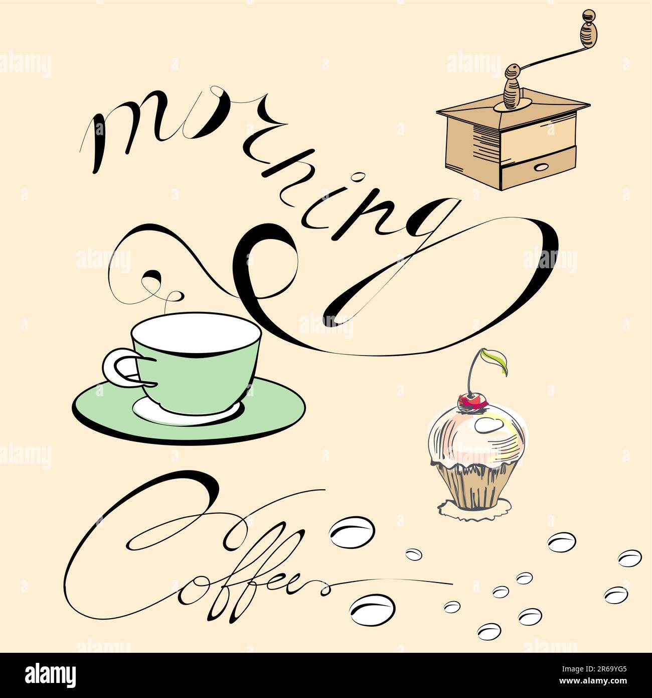 How to grind coffee Stock Vector Images - Alamy