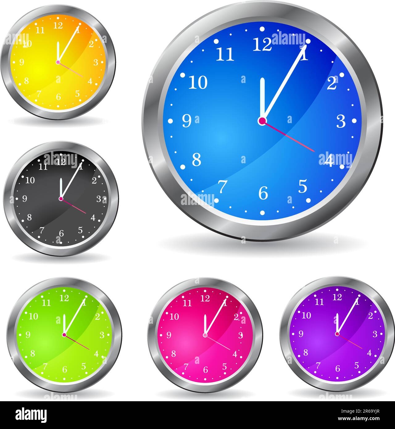 blue yellow black clock isolated on white background Stock Vector Image ...