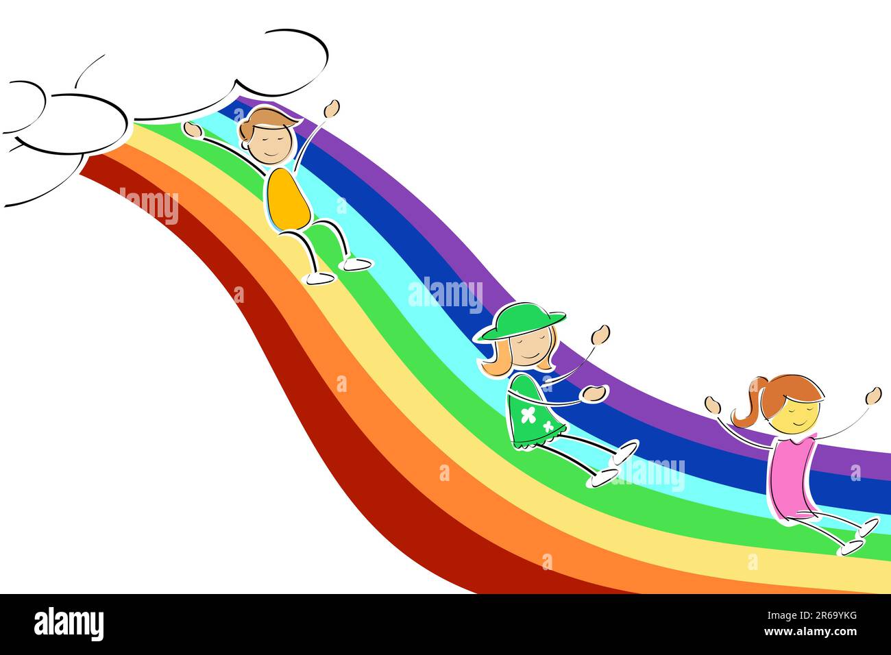 illustration of kids sliding on rainbow Stock Vector Image & Art - Alamy