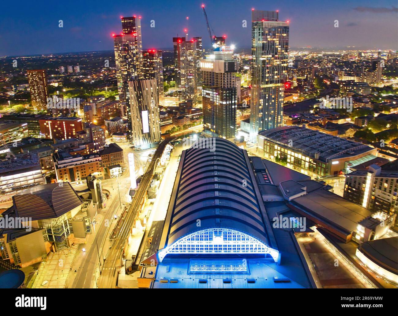 Manchester Skyline when the night falls Stock Photo - Alamy