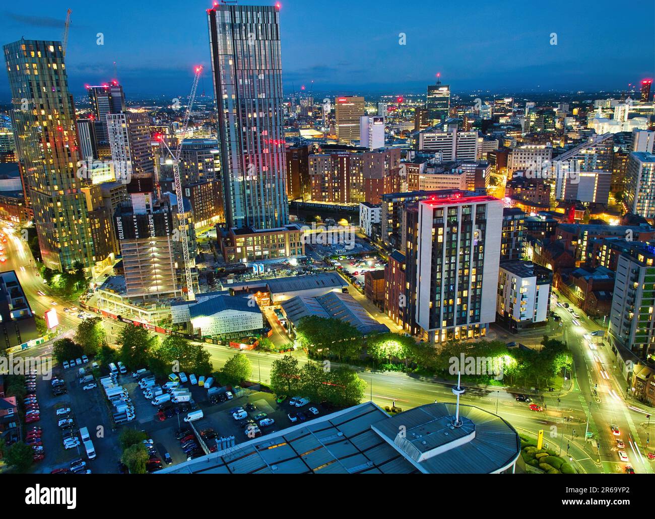 Manchester Skyline when the night falls Stock Photo - Alamy