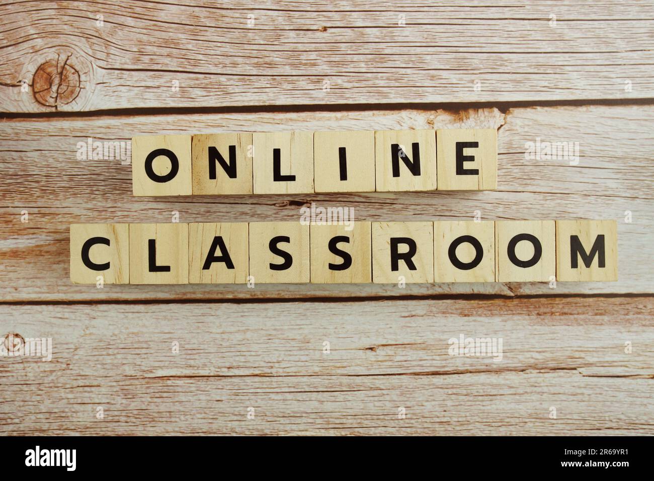 Online Classroom word alphabet letters on wooden background Stock Photo ...