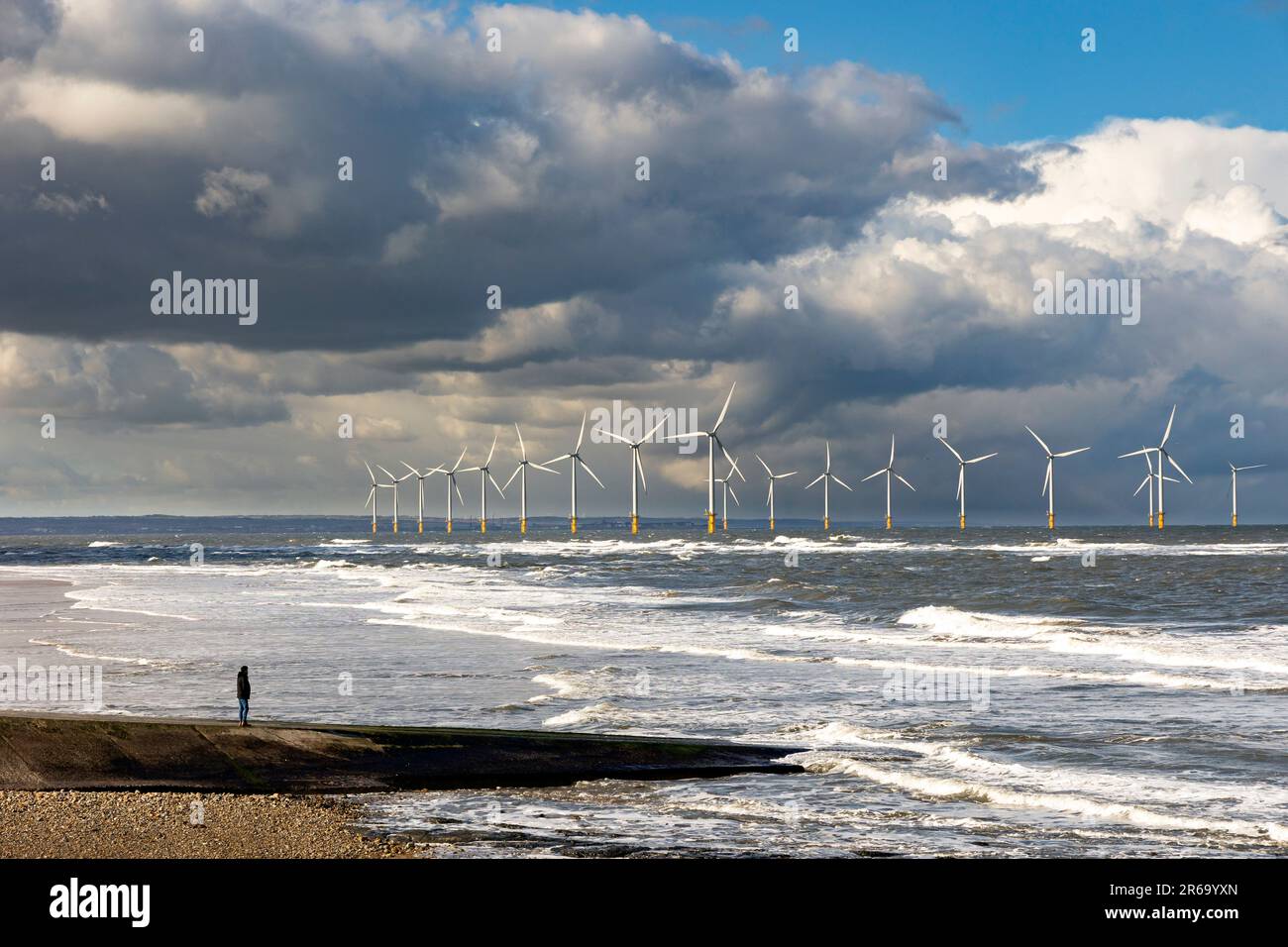 Off Shore Wind Turbines, Redcar, Cleveland Stock Photo - Alamy
