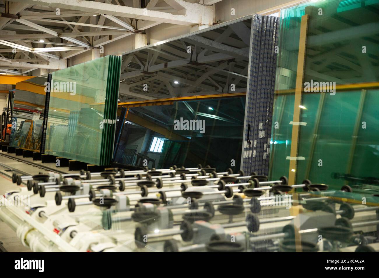 A manufacturing environment producing PVC windows in a factory Stock ...