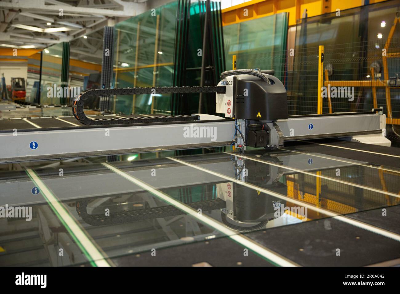 A manufacturing environment producing PVC windows in a factory Stock ...