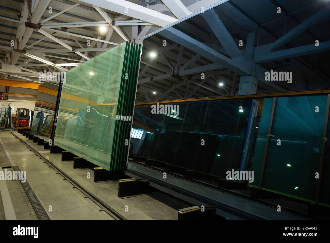 A manufacturing environment producing PVC windows in a factory Stock ...