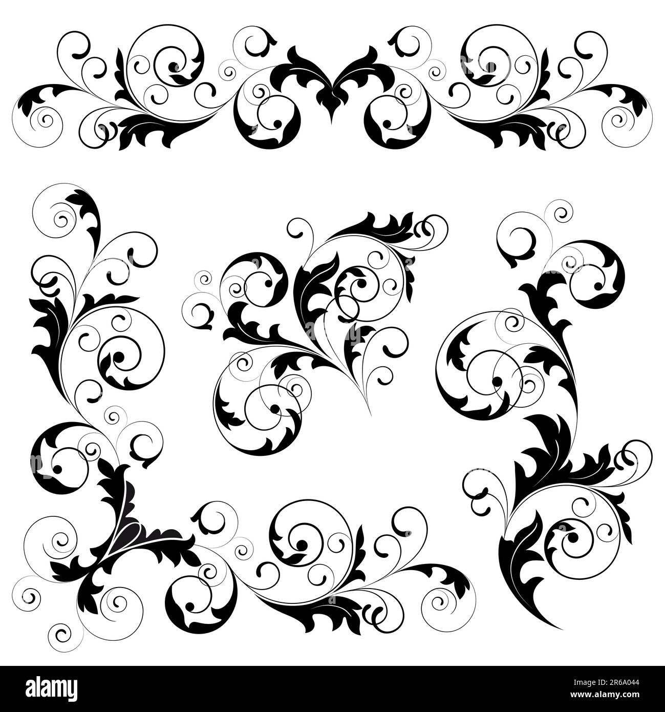 Set from black design elements on a white background Stock Vector Image ...