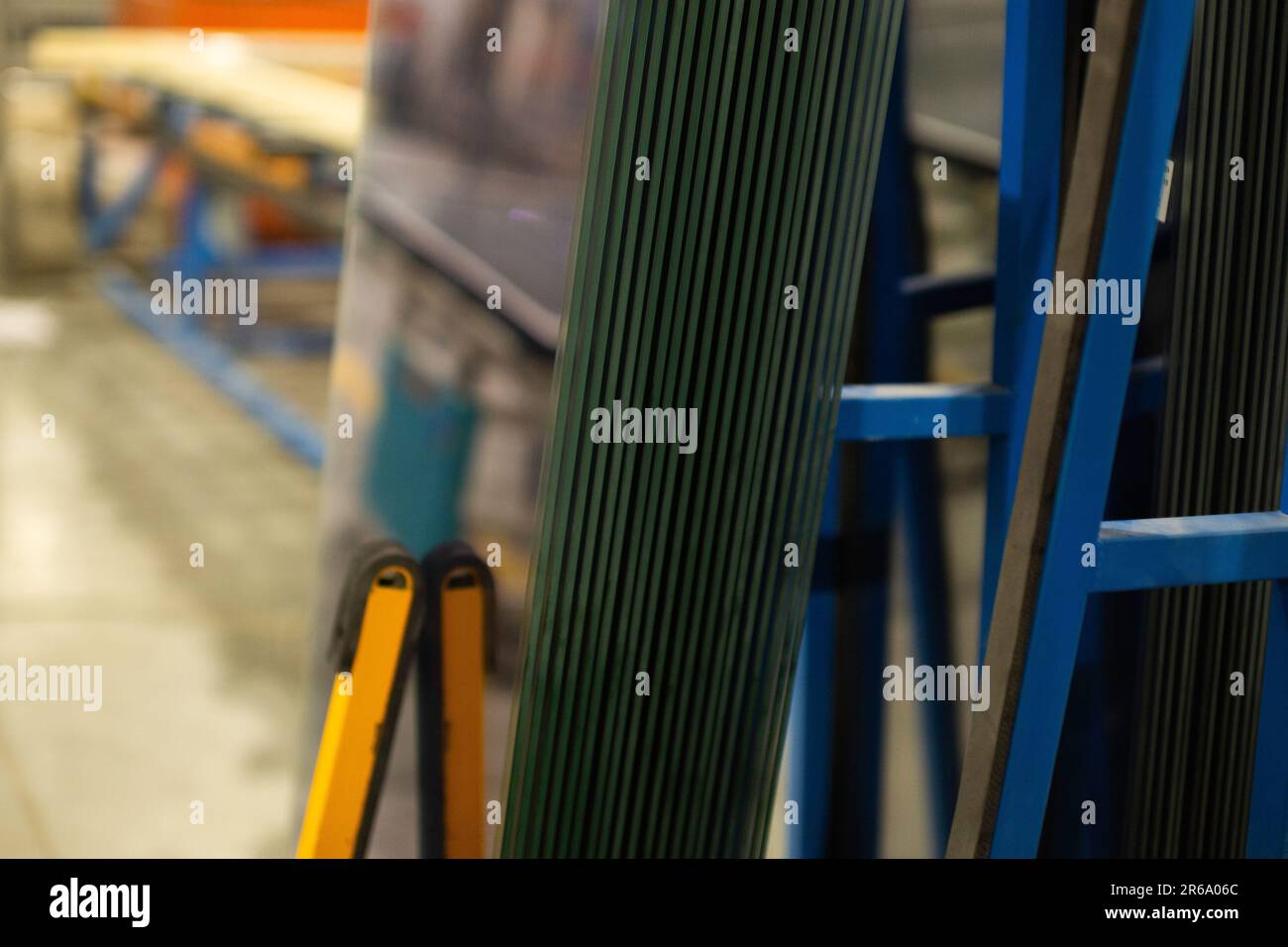 A manufacturing environment producing PVC windows in a factory Stock ...