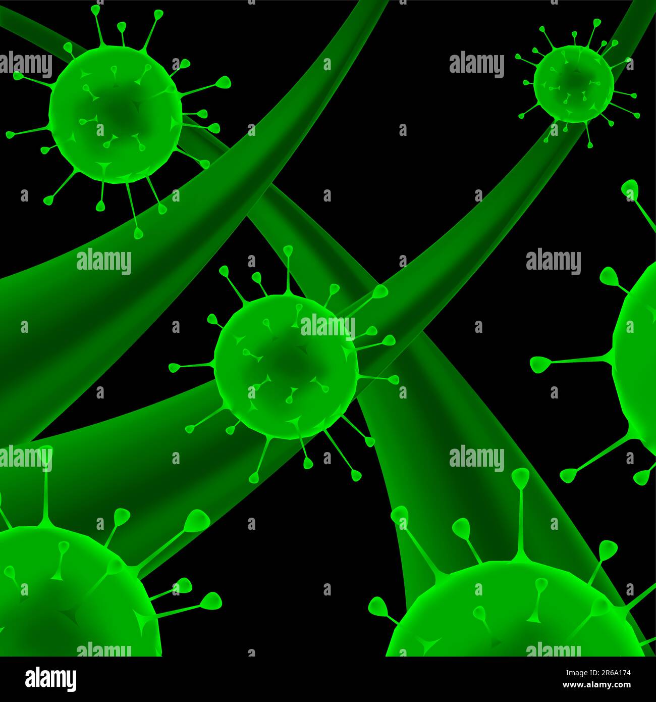 abstract vector illustration of viruses isolated on black background ...