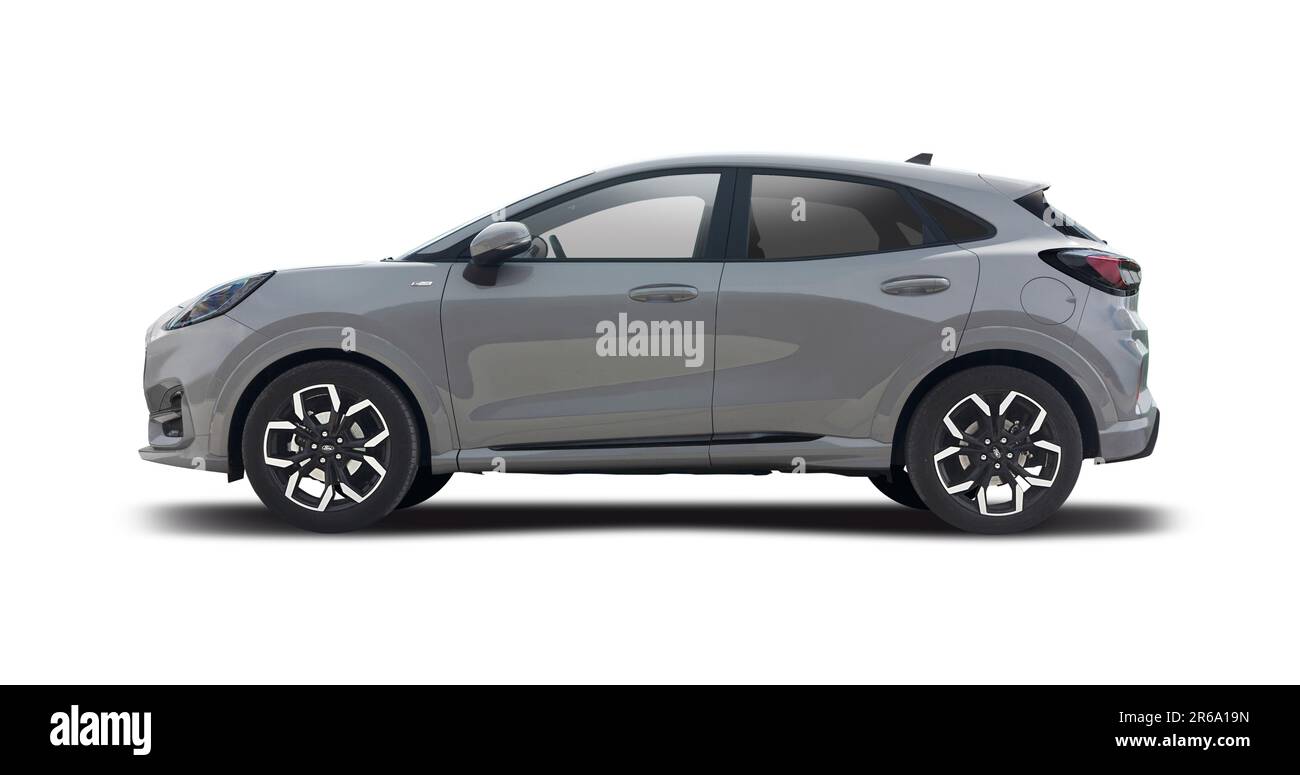 Ford Puma ST crossover car, side view isolated on white background ...