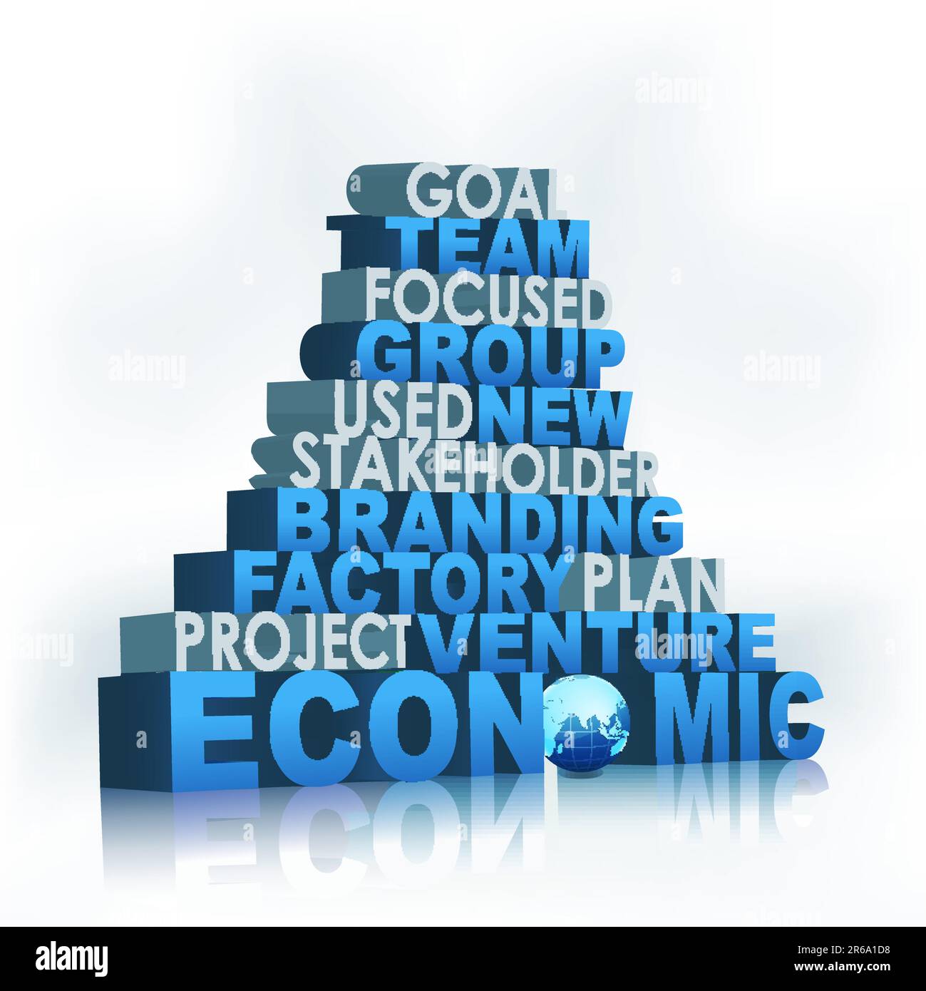 illustration of business text with globe on white background Stock ...