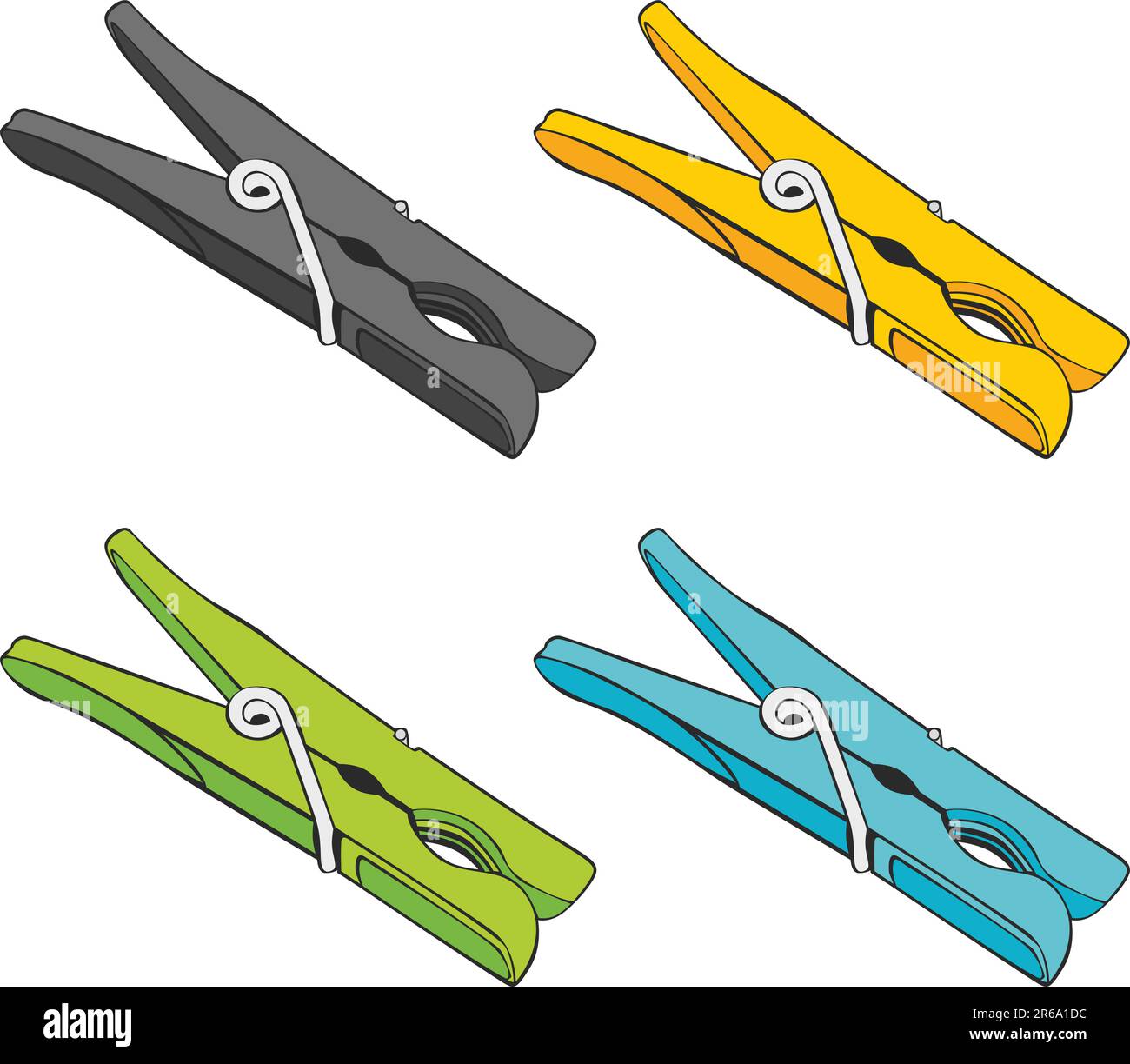 fully editable vector illustration of isolated colored pegs Stock ...