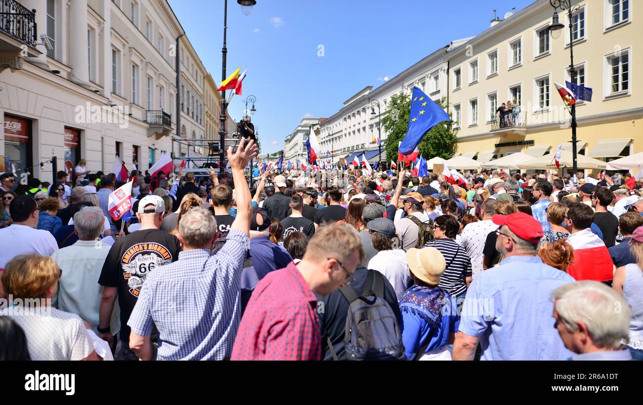 Warsaw, Poland. 4 June 2023. Hundreds of thousands march in anti ...