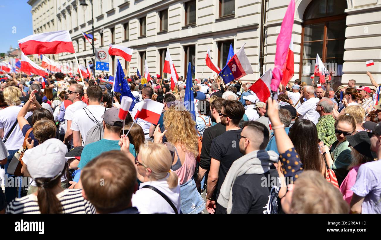 Warsaw, Poland. 4 June 2023. Hundreds of thousands march in anti ...