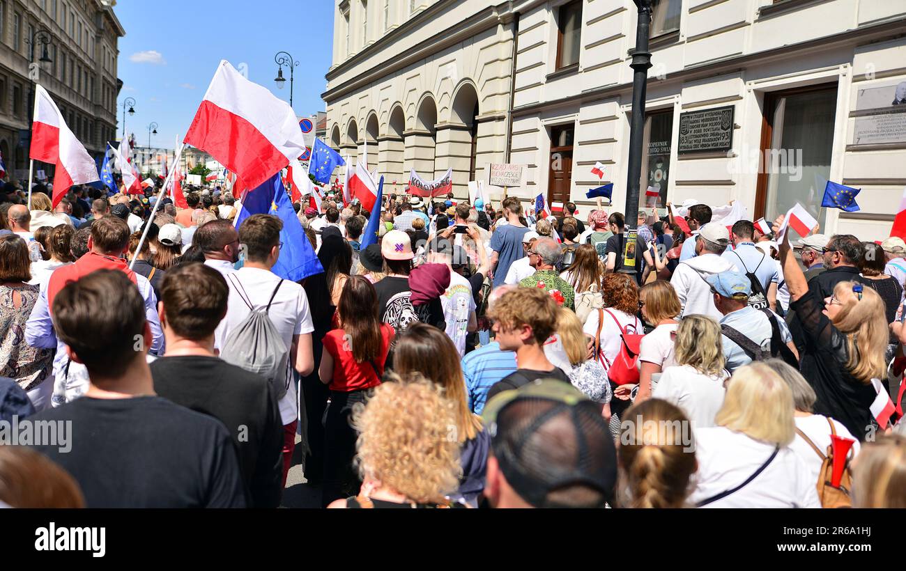 Warsaw, Poland. 4 June 2023. Hundreds of thousands march in anti ...