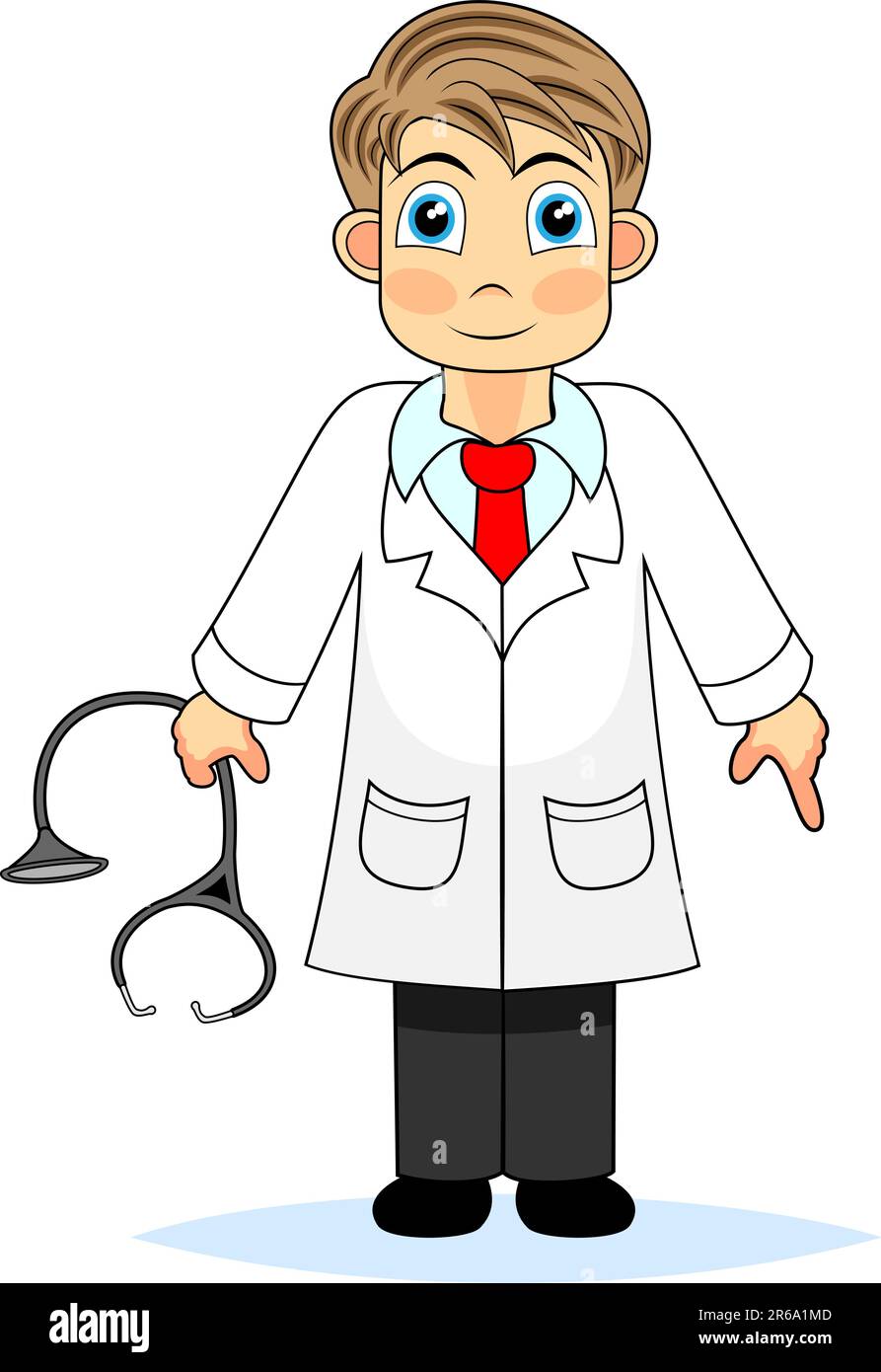 vector illustration of a cute boy doctor. No gradient Stock Vector ...