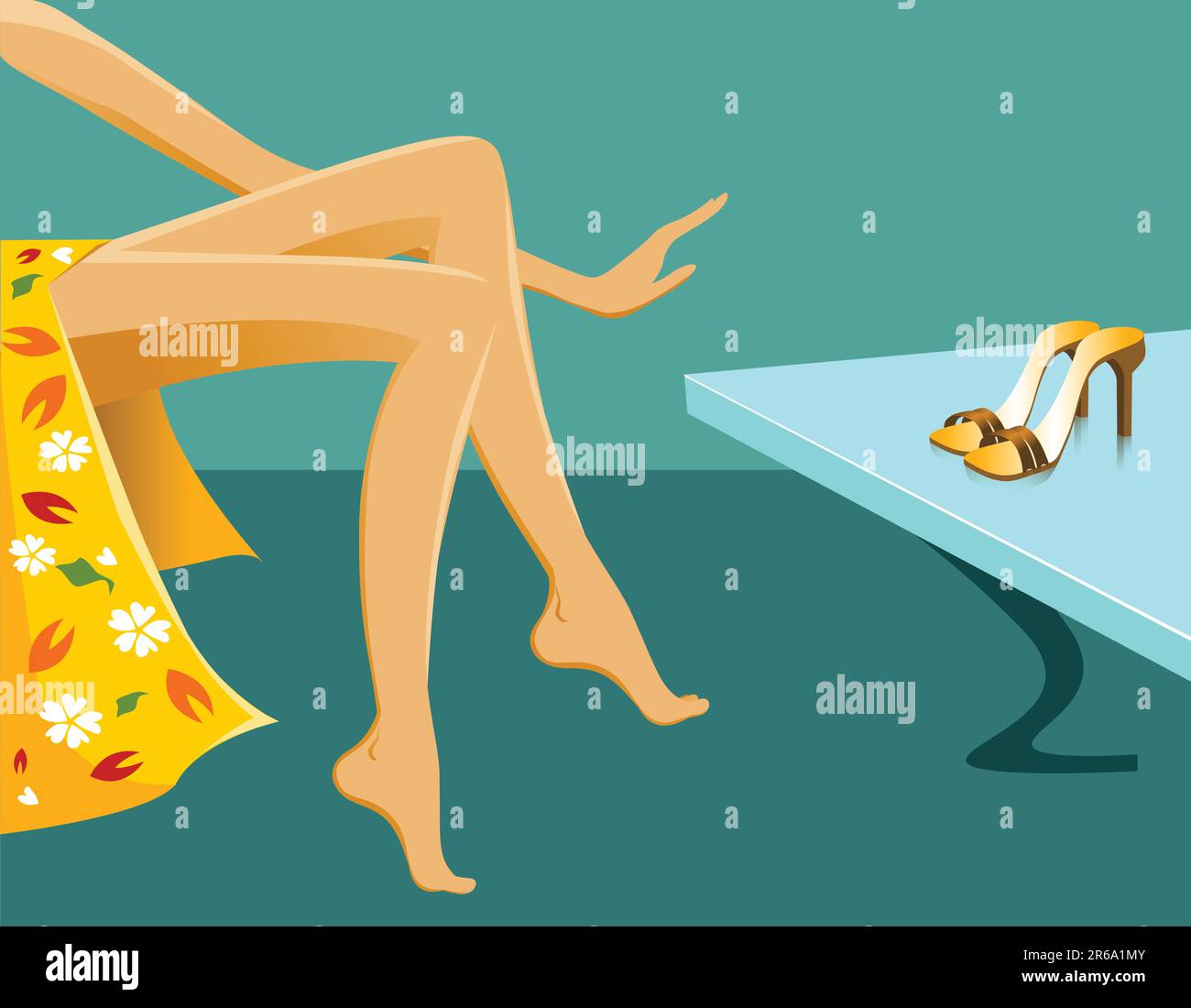 Female foot on a table Stock Vector Images - Alamy