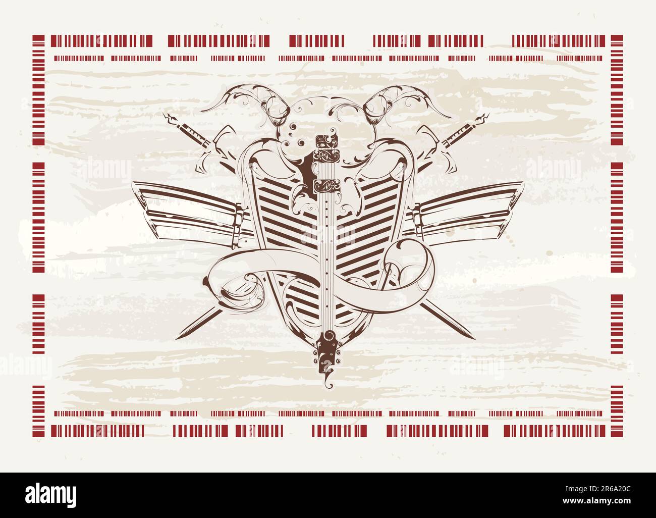 poster vector guitar on the shield with banners Stock Vector Image ...