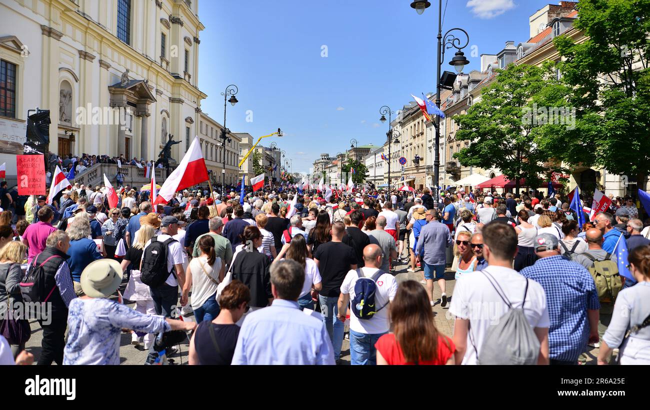 Warsaw, Poland. 4 June 2023. Hundreds of thousands march in anti ...