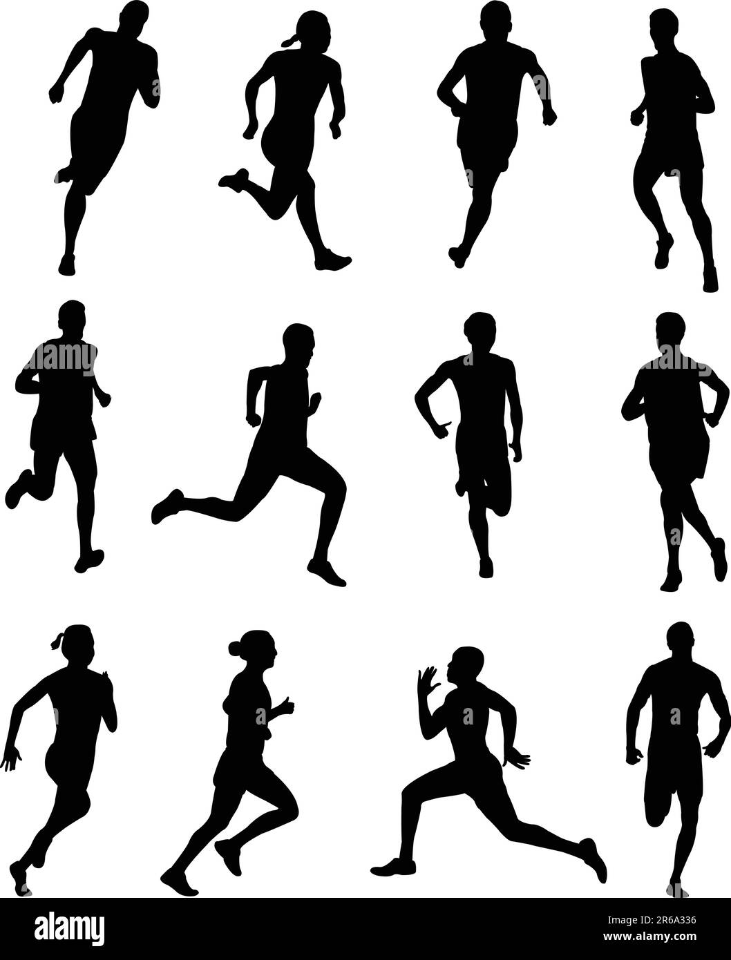people running silhouettes - vector Stock Vector Image & Art - Alamy