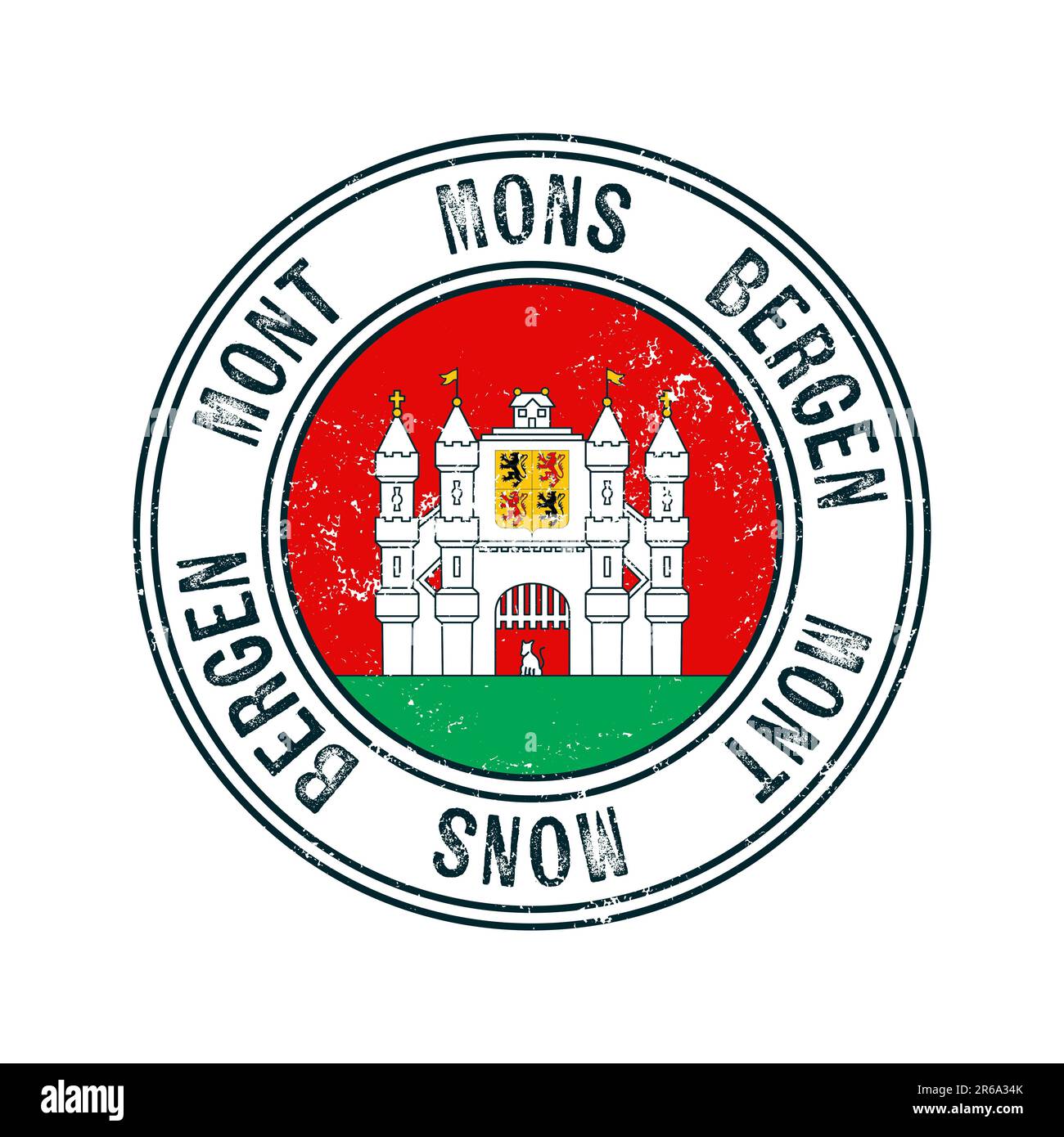 Mons, Belgium city vector grunge stamp over white background Stock ...